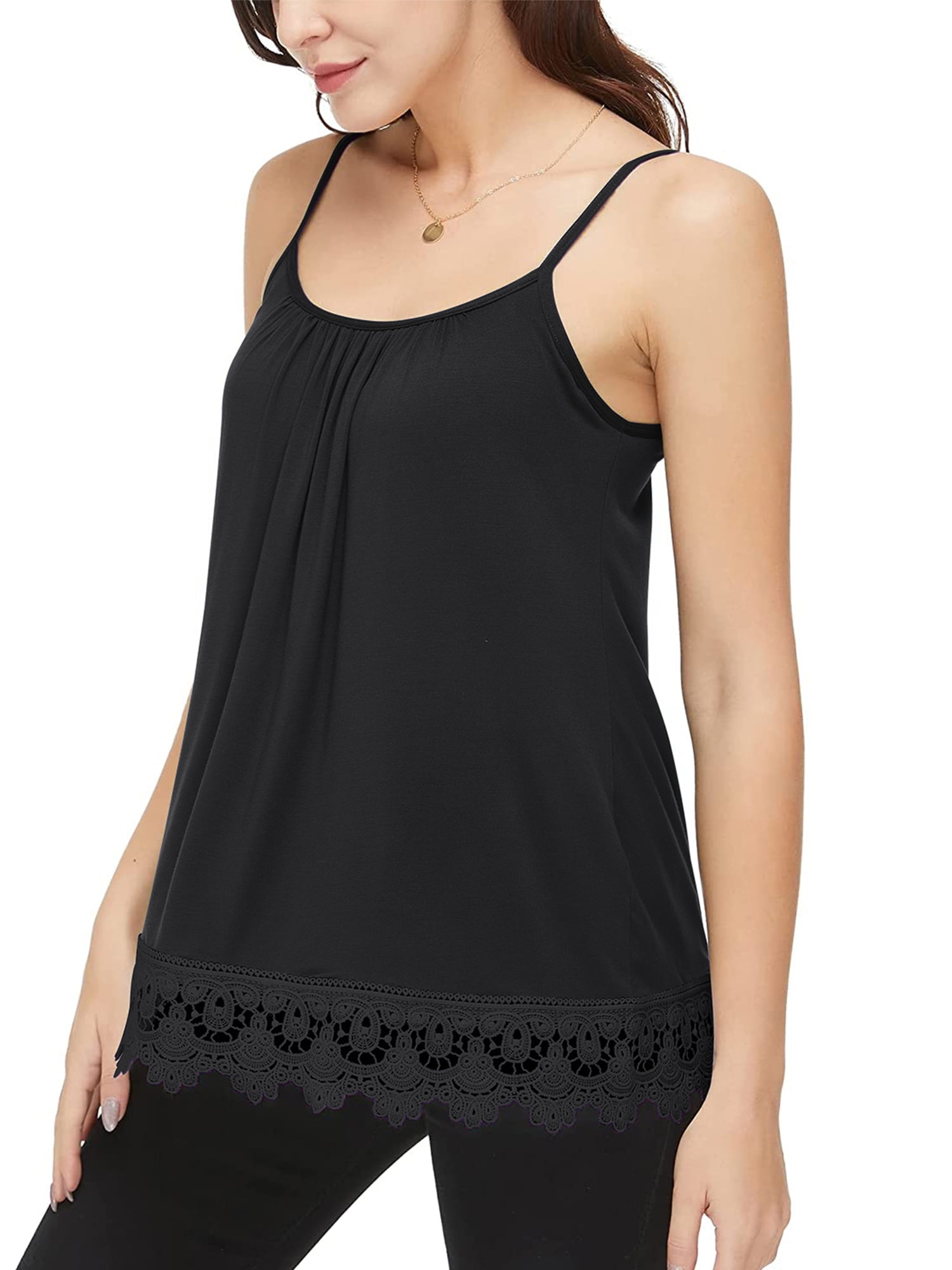 COMFREE Women's Camisole with Built in Bra Plus Size Tank Top Cami Flowy Casual Tops with ...