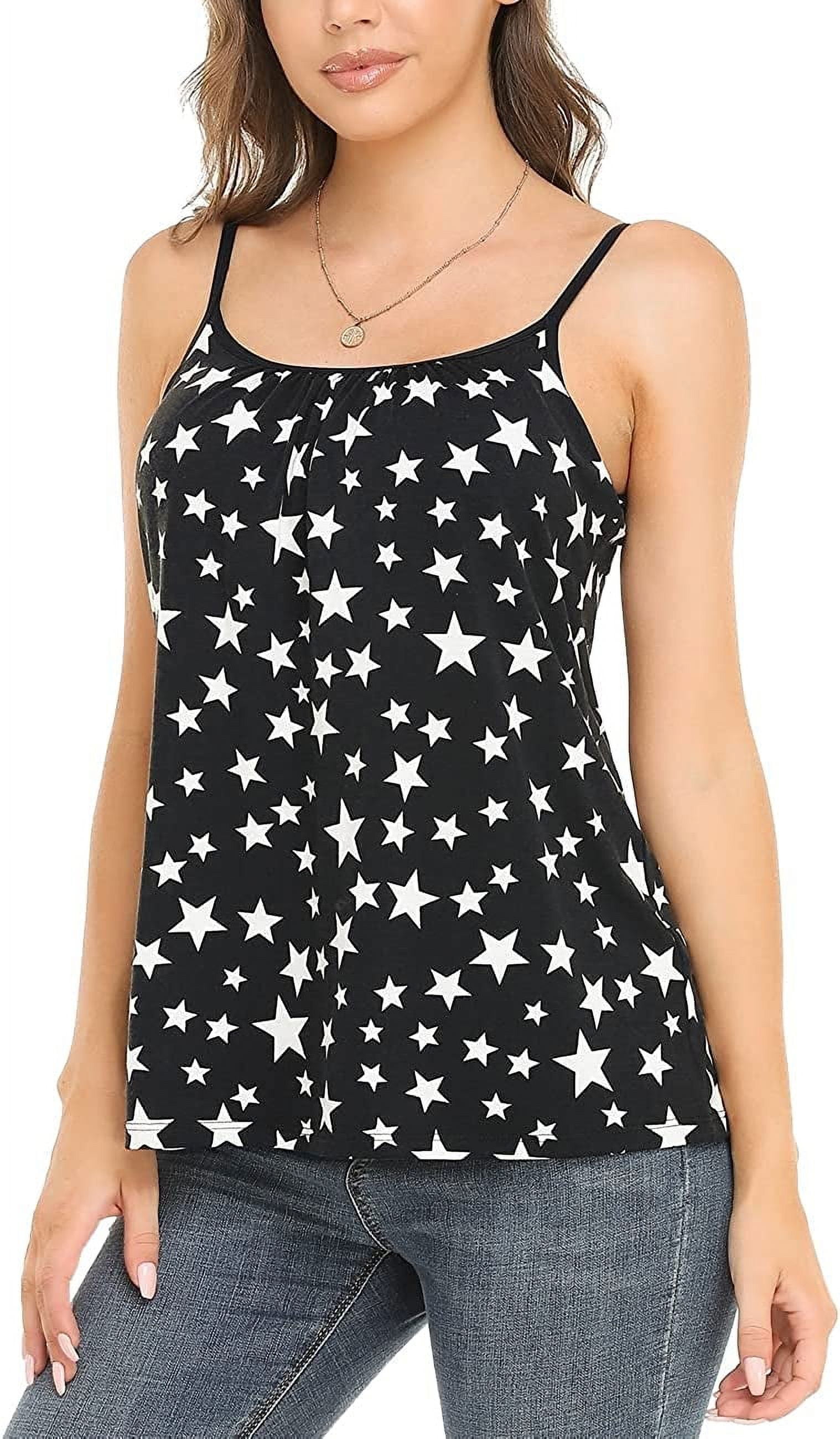COMFREE Women's Camisole with Built in Bra Tank Top Flowy Swing Pleated ...