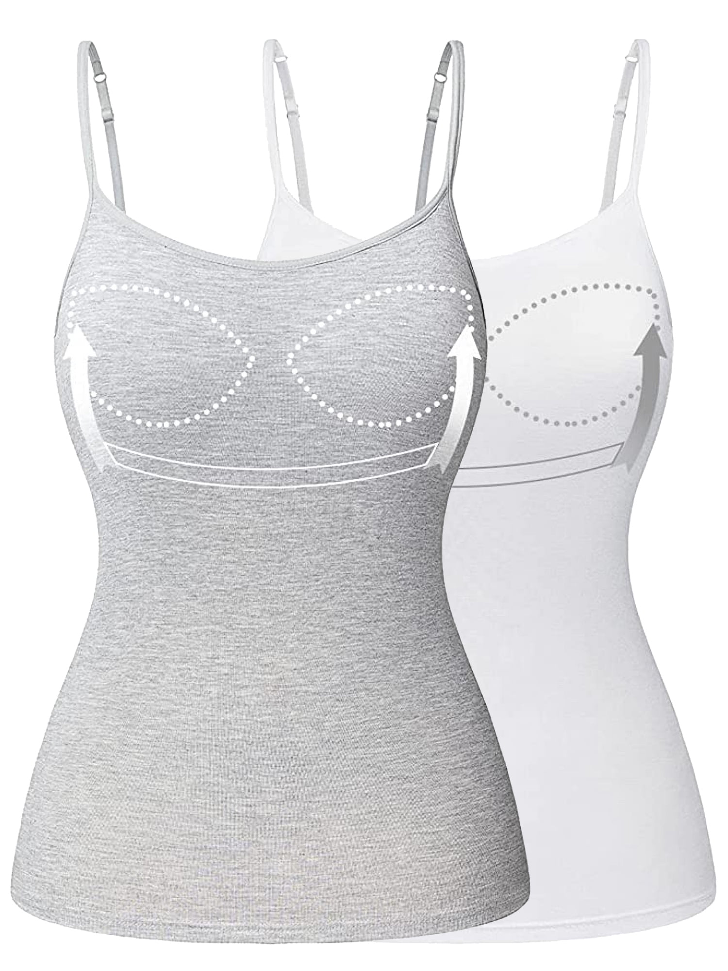 COMFREE Women's Camisole with Built in Padded Bra Adjustable Spaghetti ...