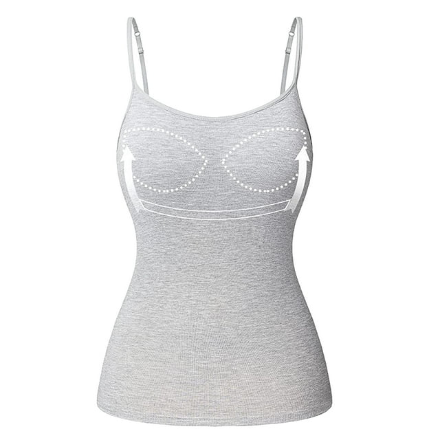 COMFREE Women's Camisole with Built in Padded Bra Adjustable Spaghetti ...