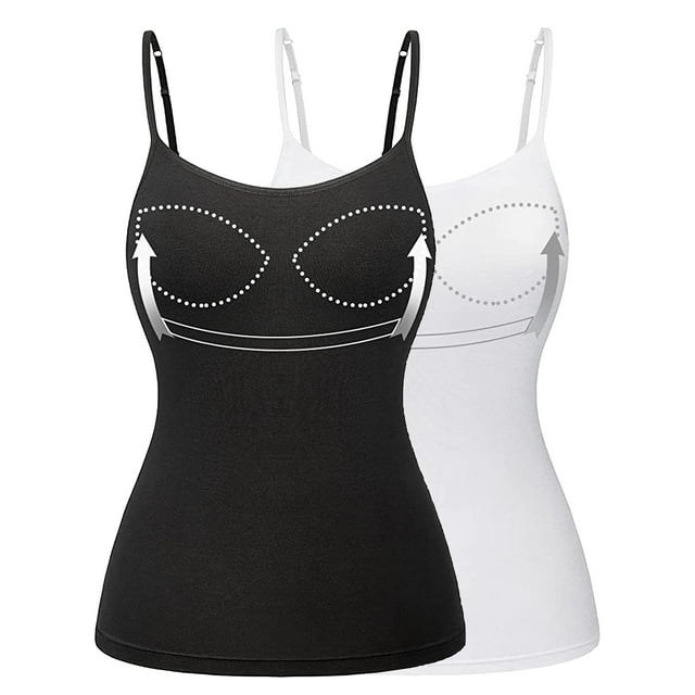COMFREE Women's Camisole with Built in Padded Bra Adjustable Spaghetti Strap Tank Top Cami ...