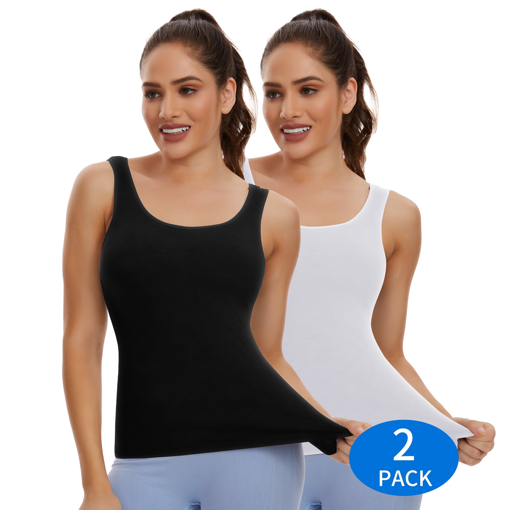 COMFREE Camisole with Built in Bra for Women Casual Wide Strap ...