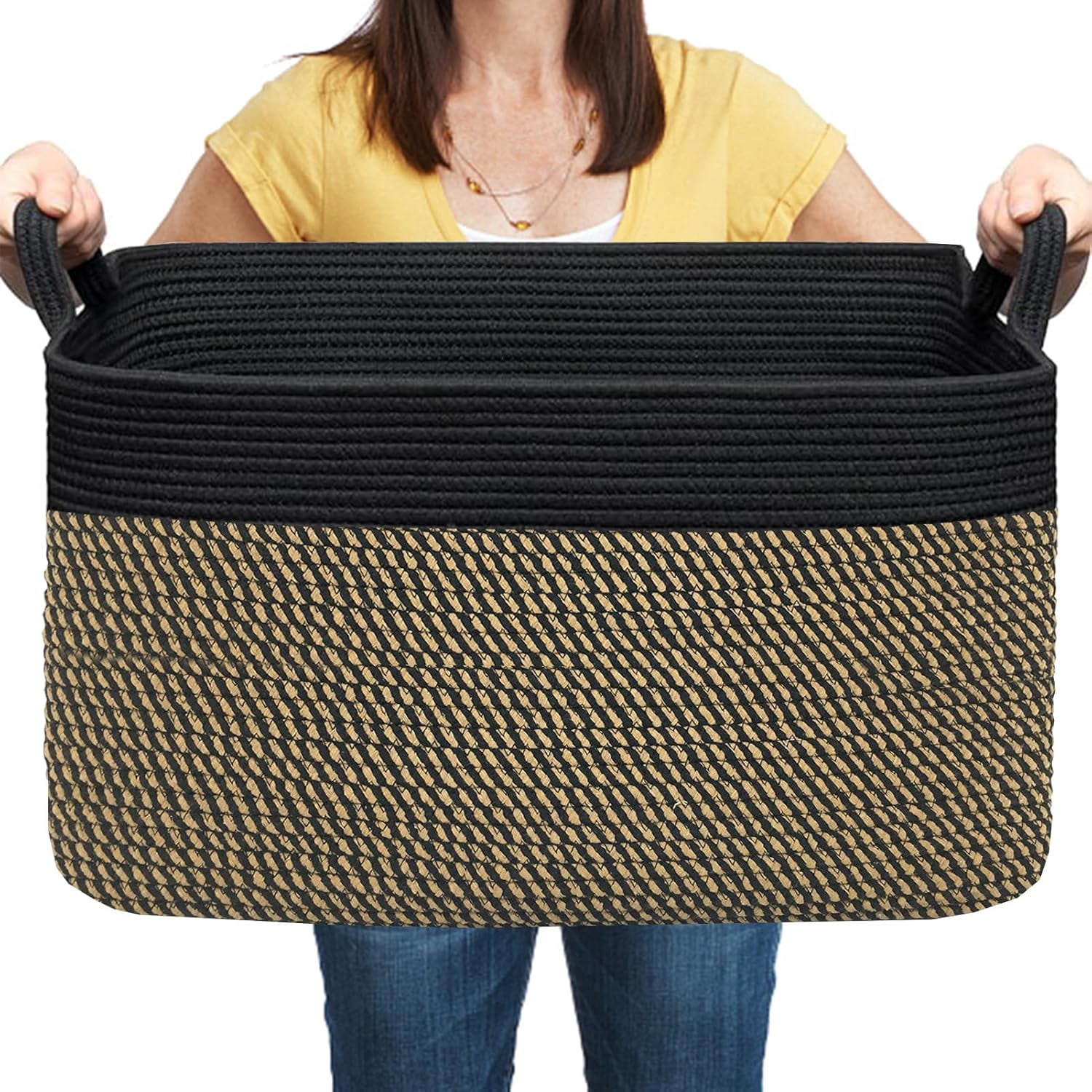 COMFY-HOMI Large Rectangular Blanket , Cotton Rope Woven for Storage ...