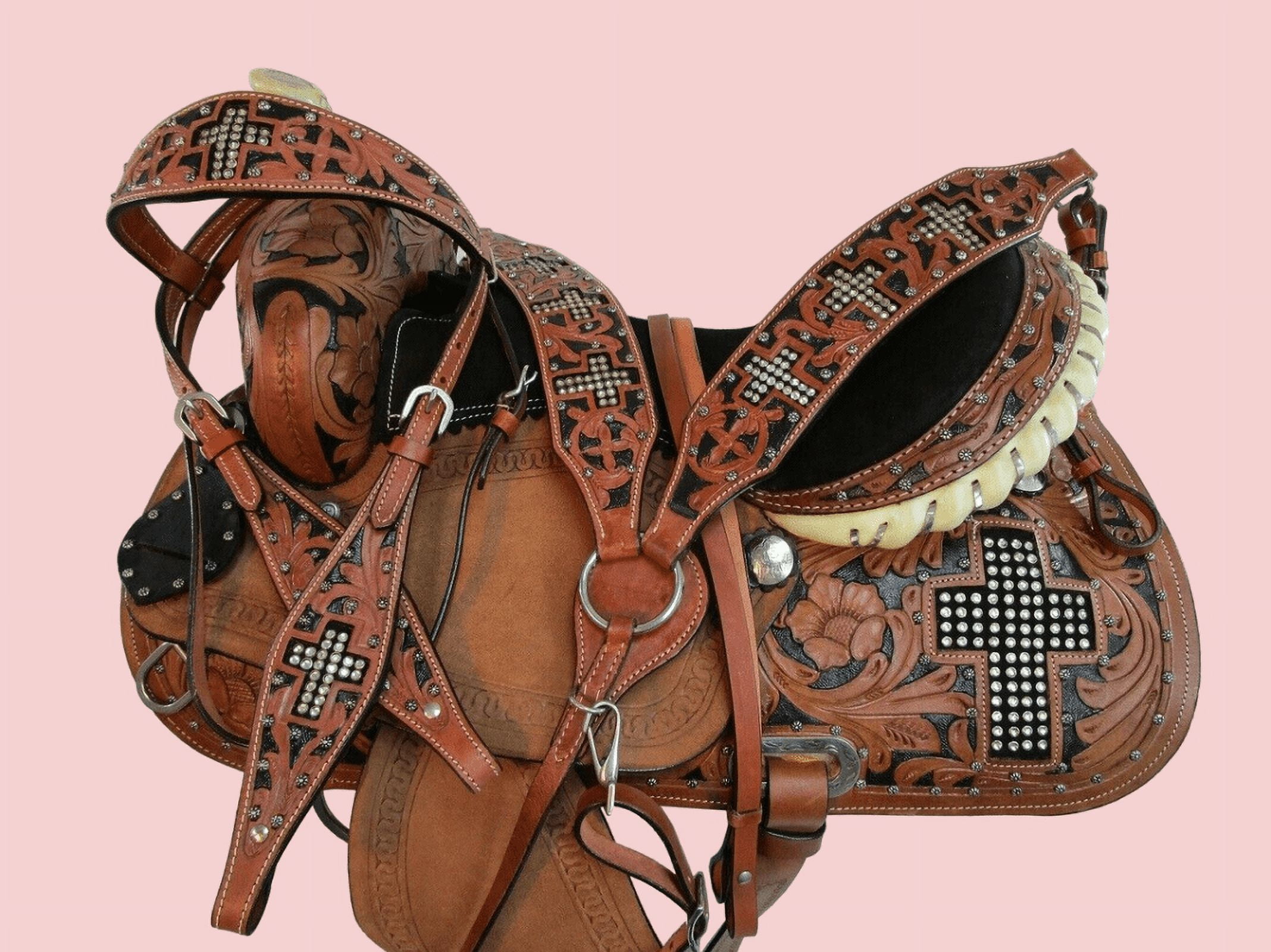 COMFY TRAIL WESTERN HORSE SADDLE PLEASURE FLORAL TOOLED LEATHER TACK ...