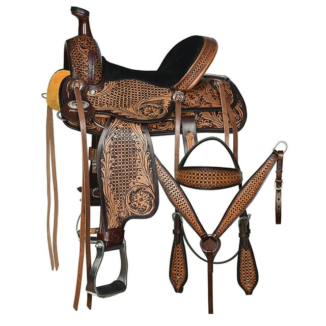 COMFYTACK Western Horse Barrel Racing American Leather Saddle Floral ...