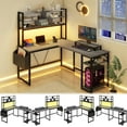 "COMHOMA 59"" L Shaped Desk with LED Lights and USB Ports, Reversible ...