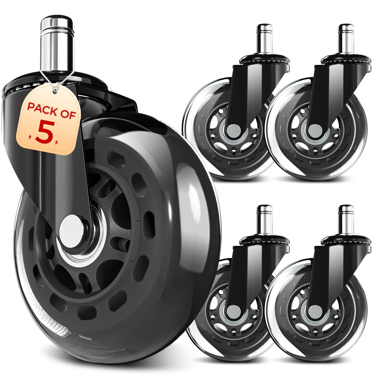 COMHOMA 5PCS Office Chair Wheels, Upgraded Heavy Duty Caster Wheel for ...