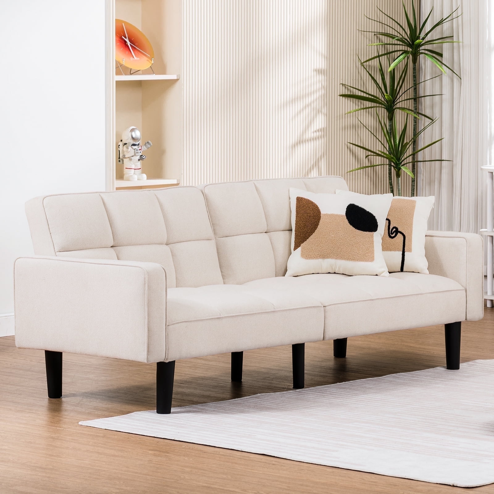COMHOMA 76" Futon Sofa Bed Fabric Convertible Sofa with Adjustable ...