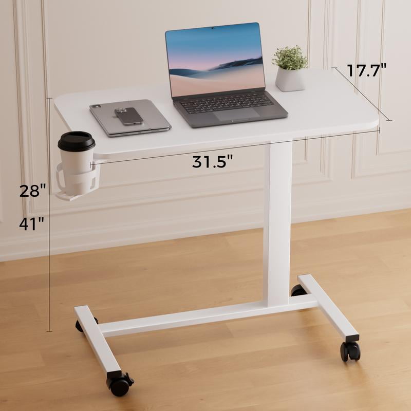 COMHOMA Adjustable Overbed Bedside Table with Lockable Wheels ...
