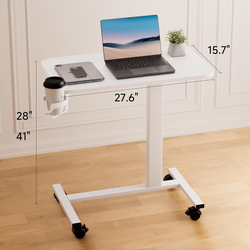 COMHOMA Adjustable Overbed Bedside Table with Lockable Wheels ...