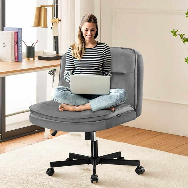 COMHOMA Armless Office Desk Chair, Criss Cross Swivel Chair with Wheels ...