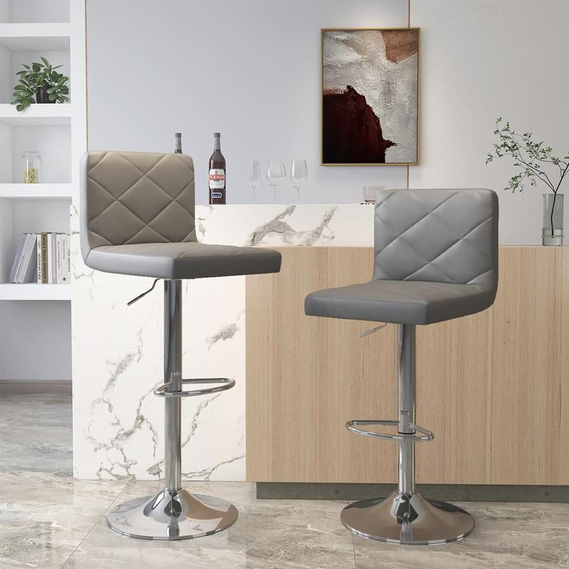 COMHOMA Bar Stools, Modern PU Leather Swivel, Adjustable Hydraulic Bar ...