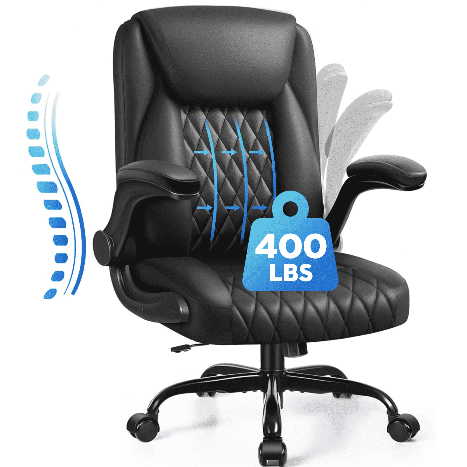 COMHOMA Big and Tall Office Chair, 400LBS Wide Seat Ergonomic Computer ...
