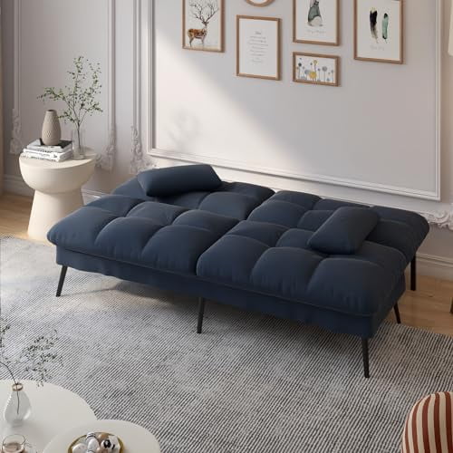 COMHOMA Convertible Futon Sofa Bed, 68″Fabric Futon Couch with ...