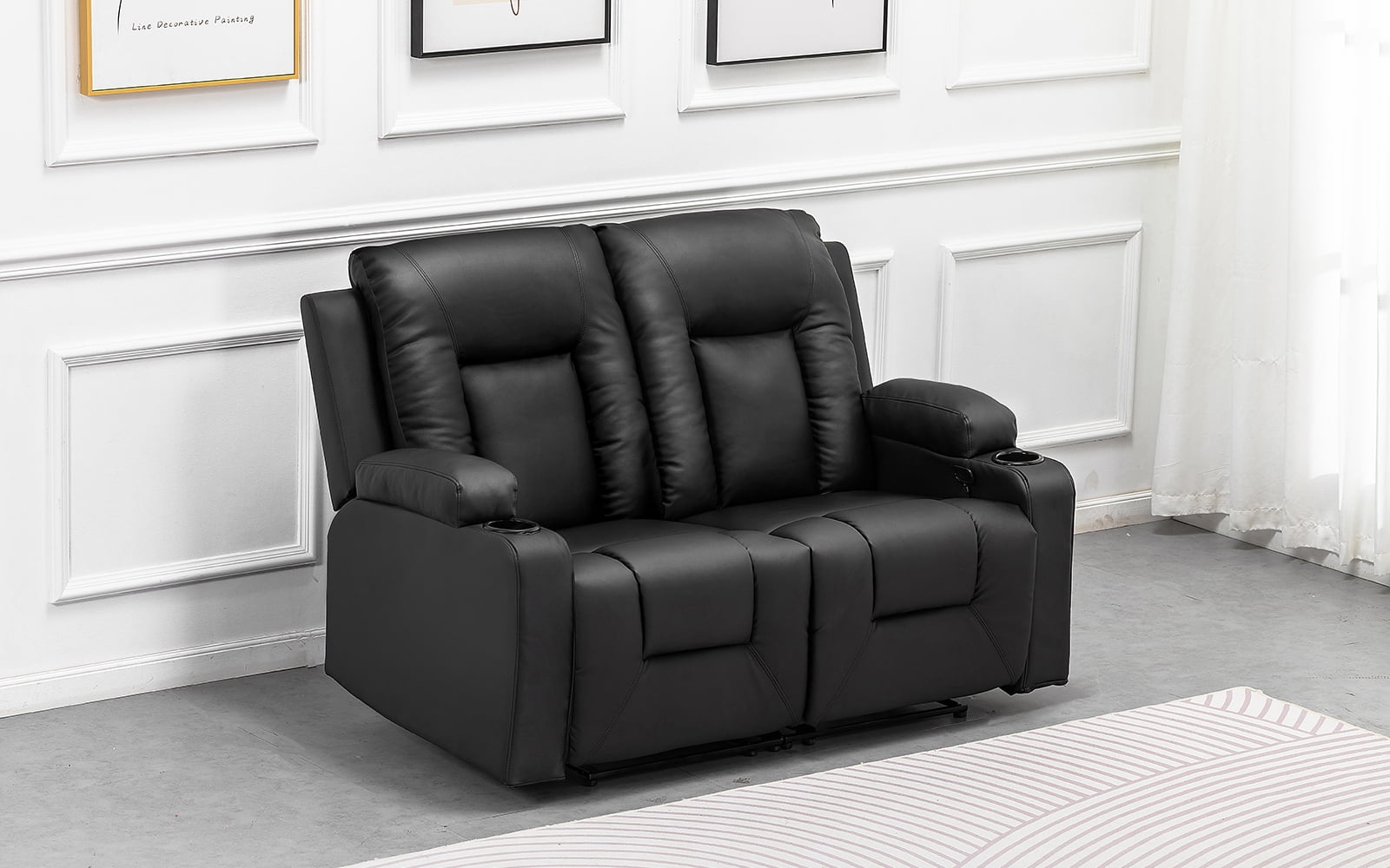 COMHOMA Leather Recliner Modern Loveseat Sofa, 2 Leather Recliner Chair ...