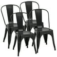 COMHOMA Stackable Metal Dining Chairs, Set of 4, Industrial Modern ...