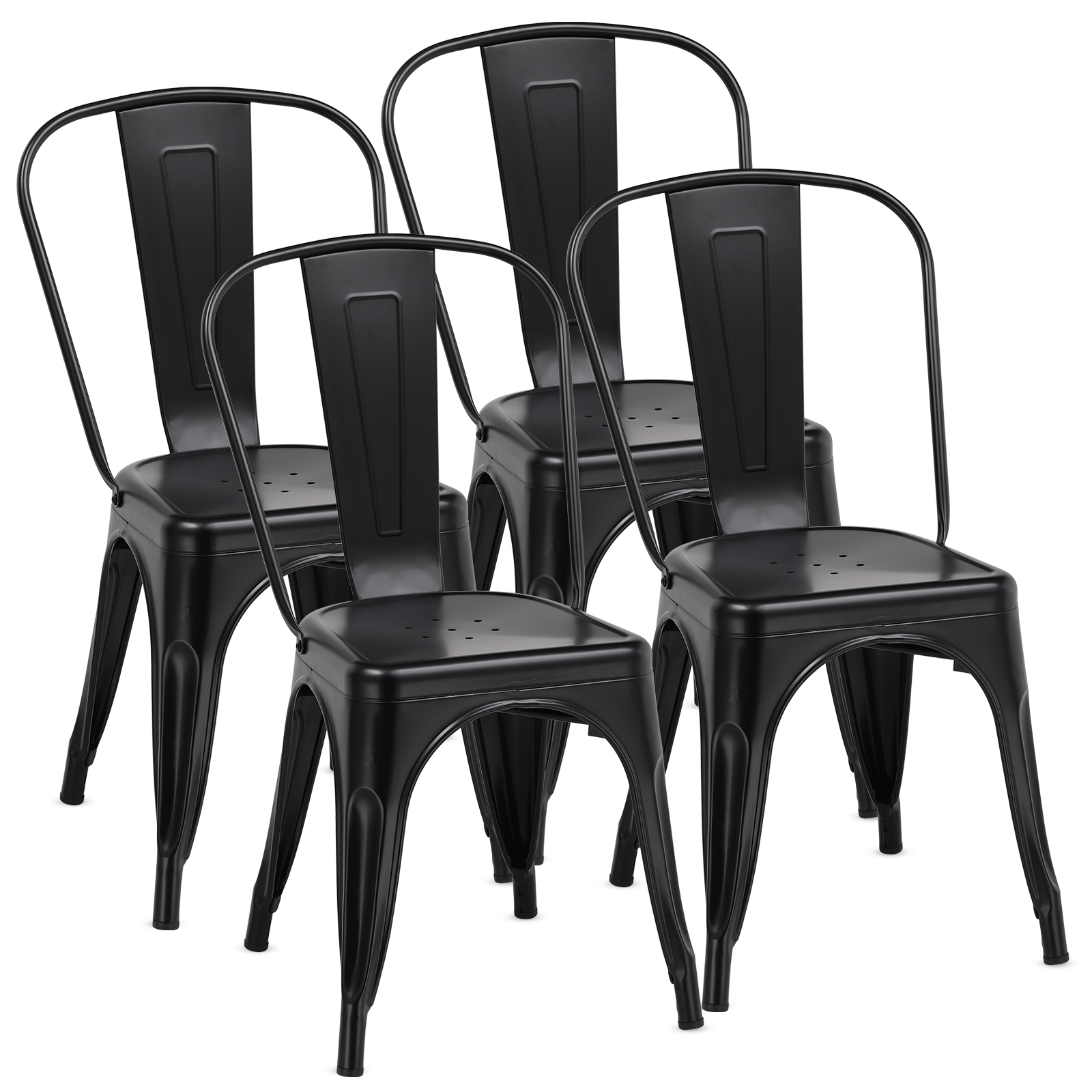Lacoo Metal Dining Chair Indoor-Outdoor Use Stackable Classic Trattoria ...