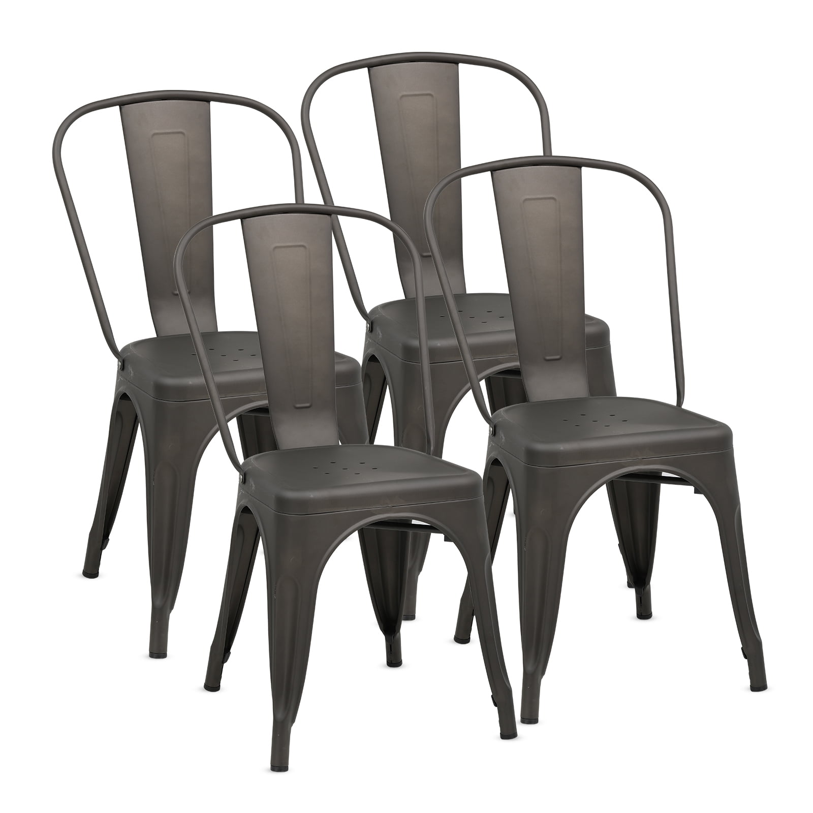 COMHOMA Metal Dining Chair Industrial Modern Iron Stackable Bistro ...