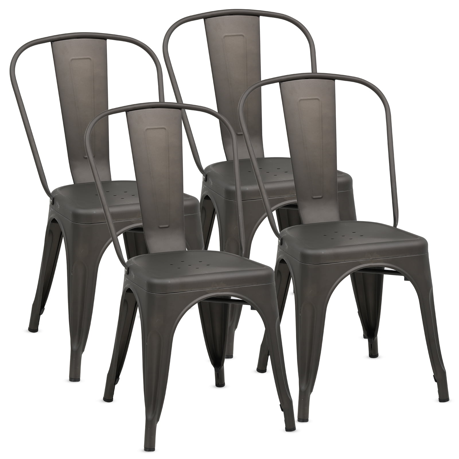 COMHOMA Metal Dining Chair Industrial Modern Iron Stackable Bistro ...