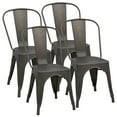 COMHOMA Metal Dining Chair Industrial Modern Iron Stackable Bistro ...