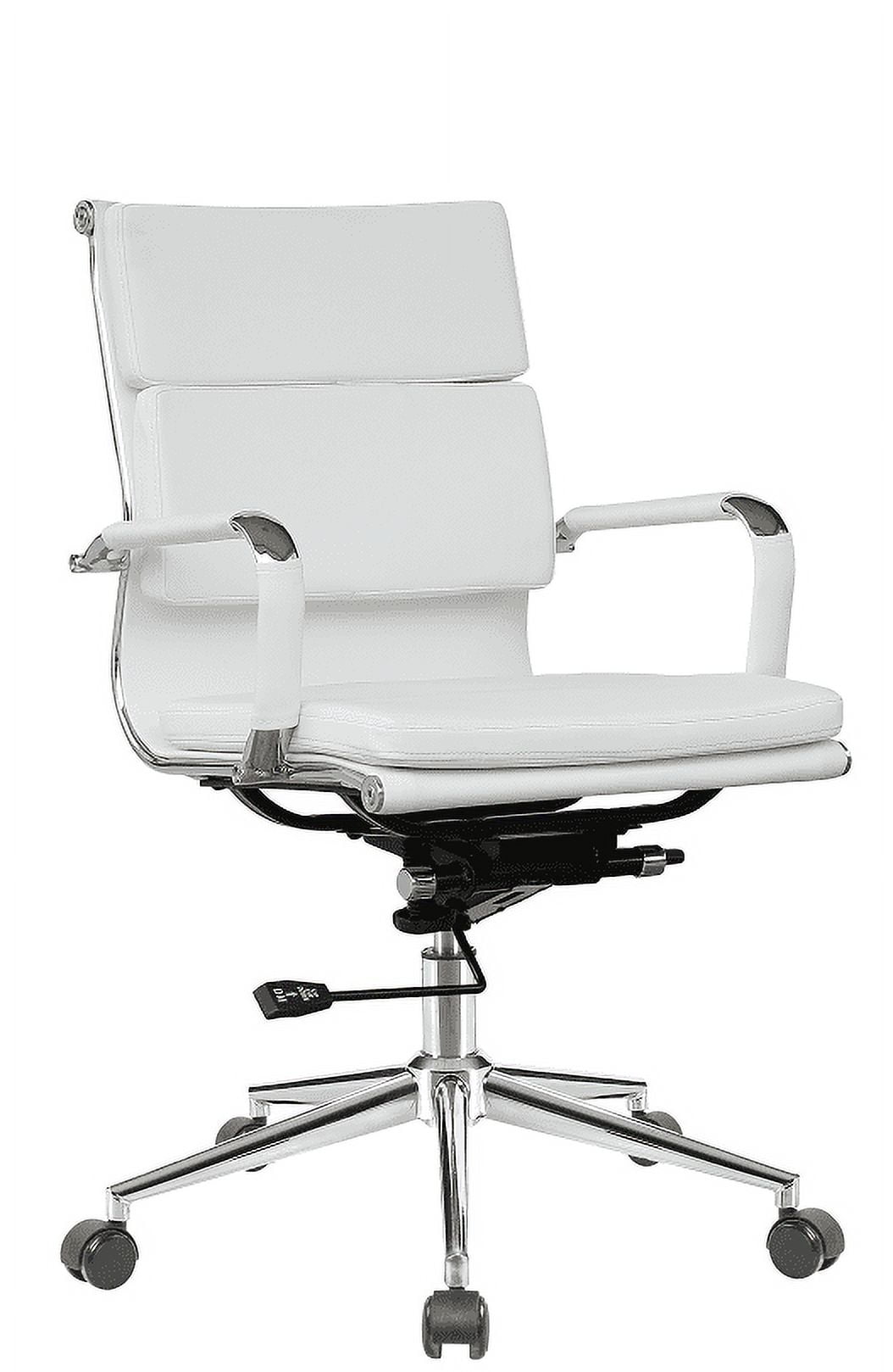 COMHOMA Office Chair, PU Leather Mid Back Cushioned Office Chair, Mid ...
