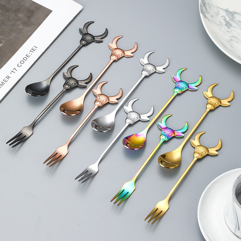 COMIART 10 - piece Set of Stainless - steel Ox - head Spoons, Mug ...