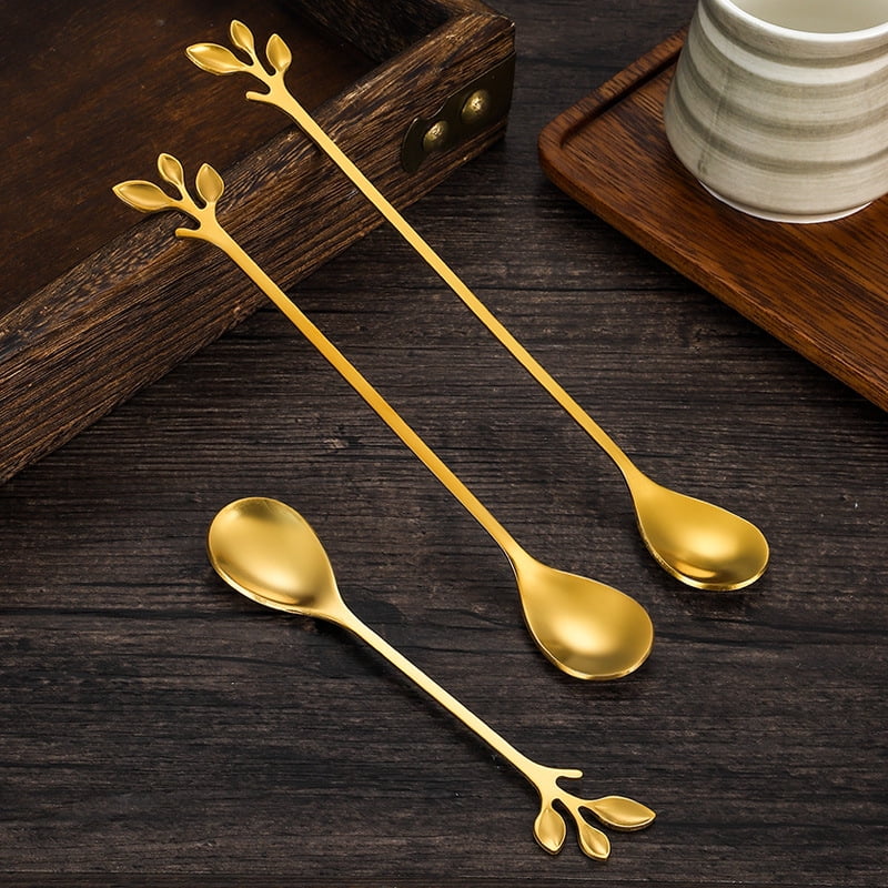 COMIART 15 - piece Set of Stainless - Steel Creative Leaf Coffee Spoons ...