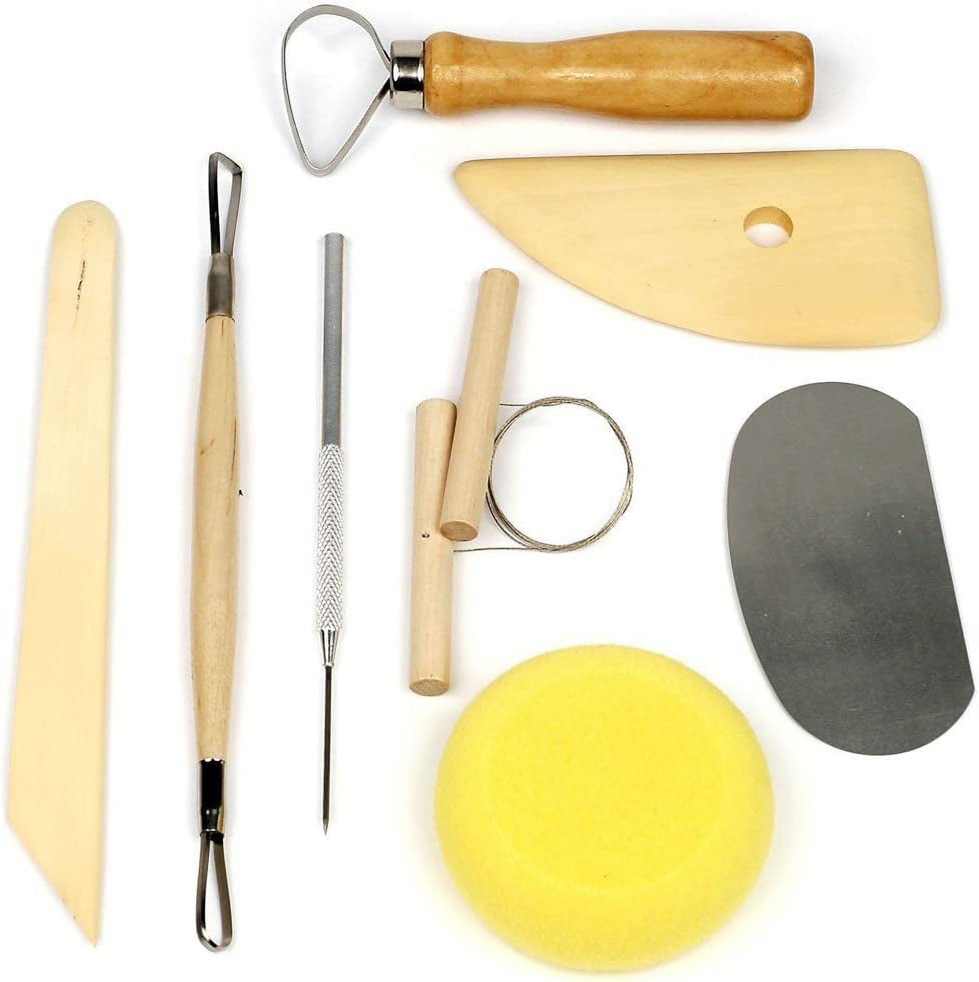 COMIART 8 Piece Economy Pottery Tool Starter Set Kit Clay Sculpting ...
