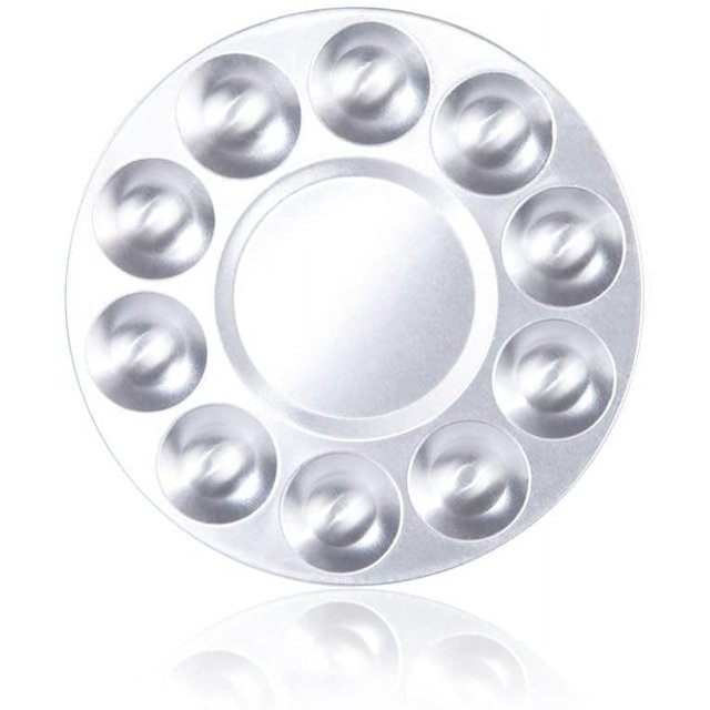 COMIART Metal 10 Well Round Artist Watercolours Paint Mixing Palette ...