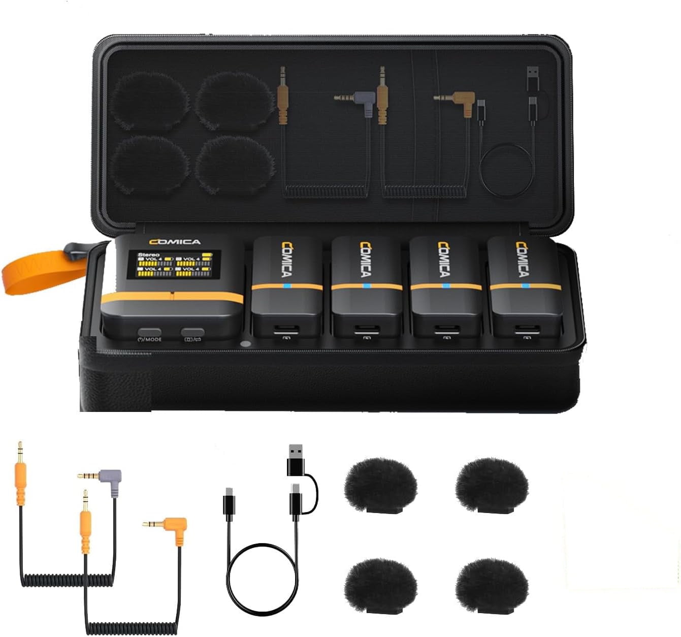 COMICA Vimo Q Four-Channel Mini Wireless Lavalier Microphone System ...