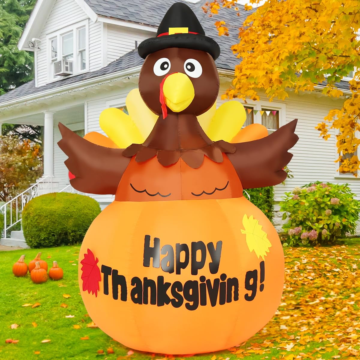 COMIN 5.2 FT Thanksgiving Inflatables Turkeys Outdoor Decorations Blow ...