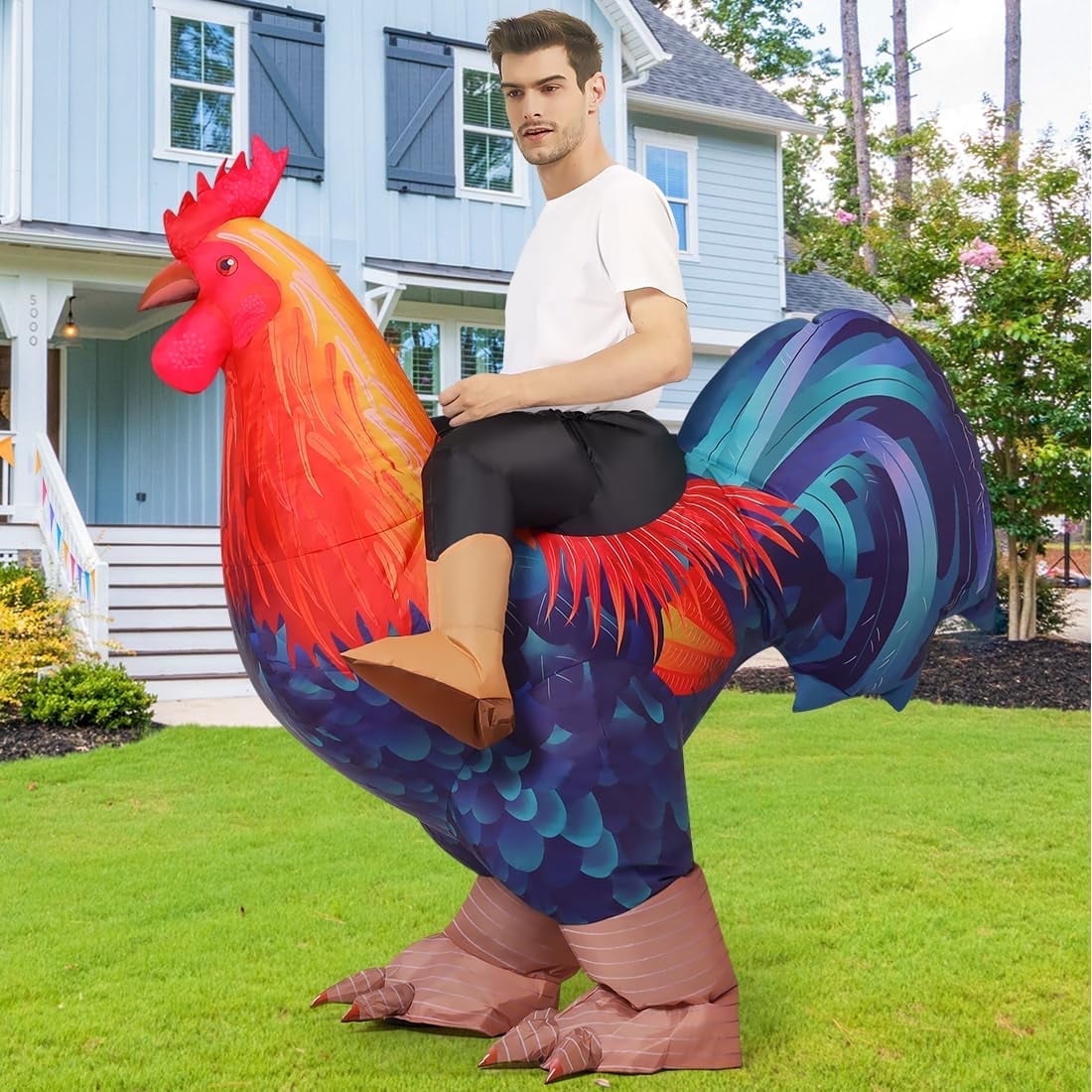 COMIN 63 inch Inflatable Chicken Costume Rooster Adult Suit Funny ...