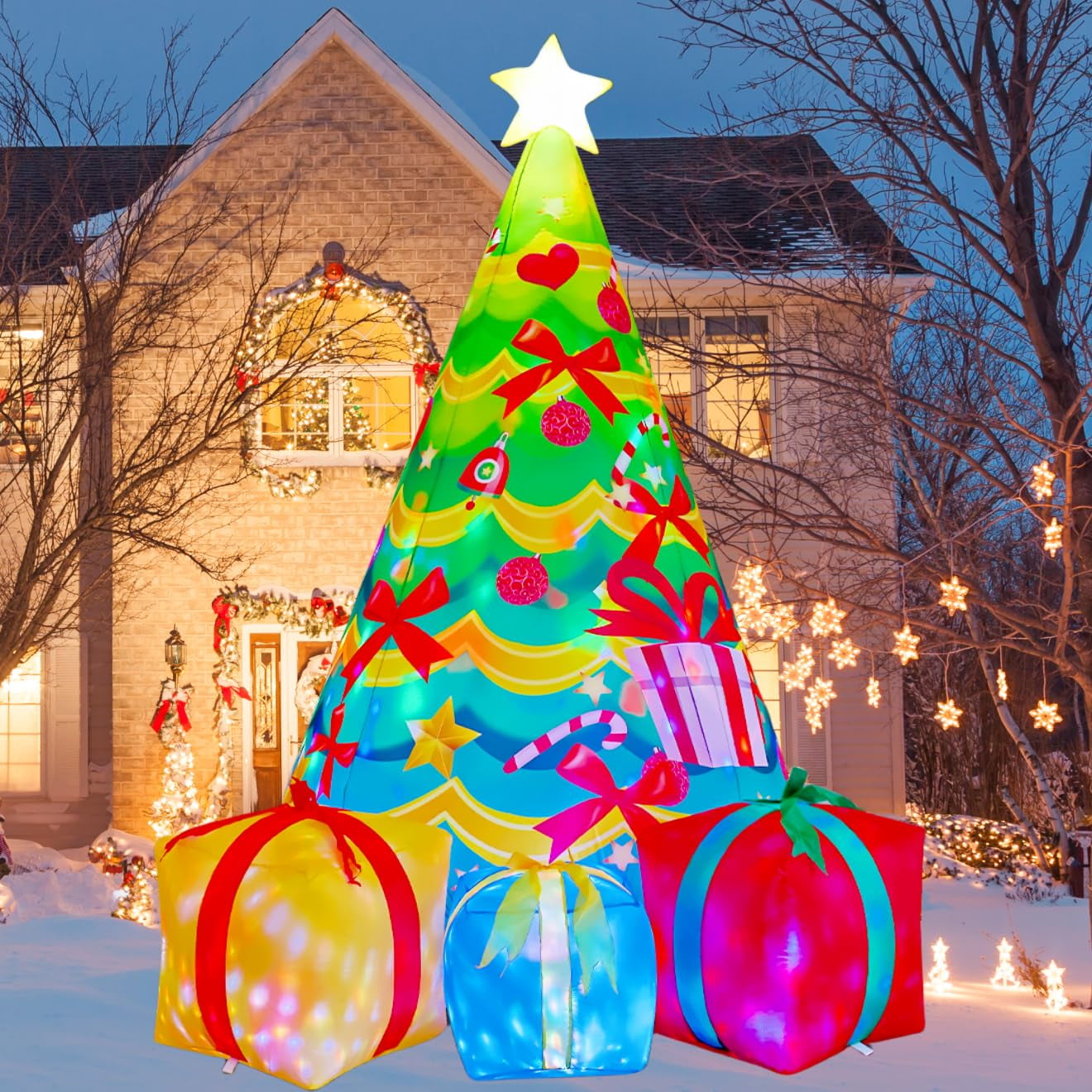 COMIN 7 FT Christmas Inflatables Tree Outdoor Decorations Blow Up Yard ...