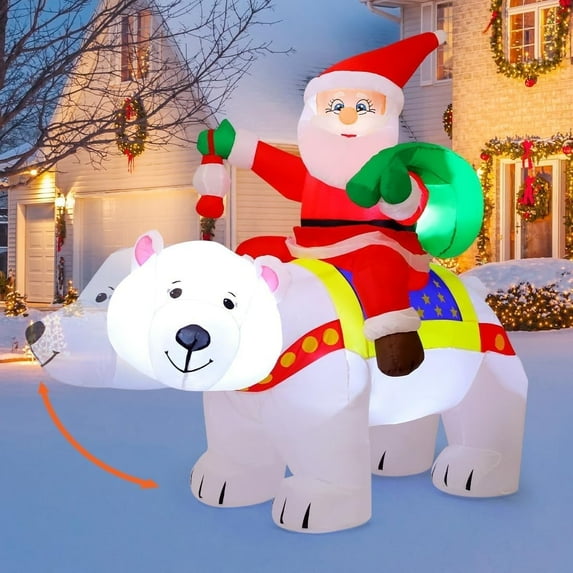 COMIN 7 FT Long Christmas Inflatables Santa Clause Outdoor Decorations ...