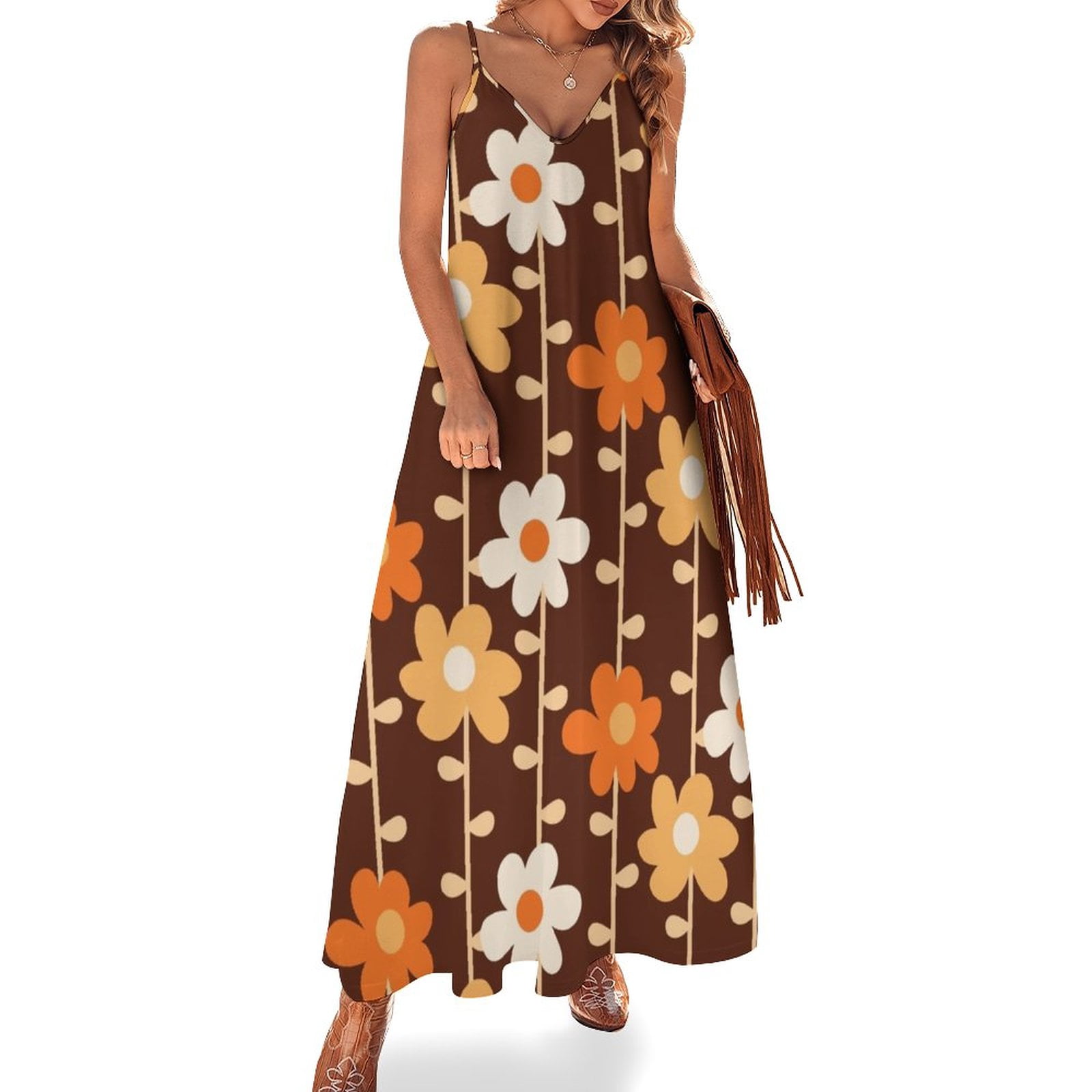 COMING UP DAISIES Chocolate Sleeveless Dress luxury woman party dress ...
