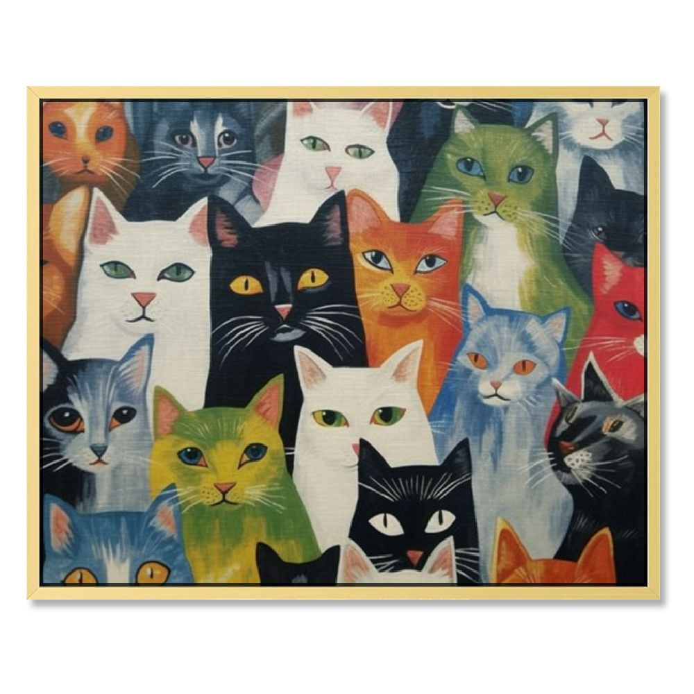 COMIO 16x12in / 20x16in Ready to Hang Cartoon Colorful Cute Cats ...