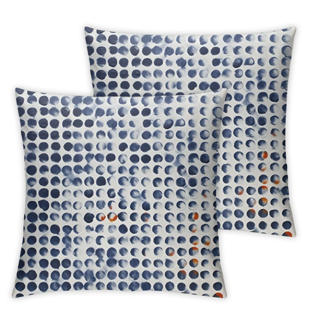 Comio 2 Piece Short Plush Pillowcase Set Square Blue White Geometric