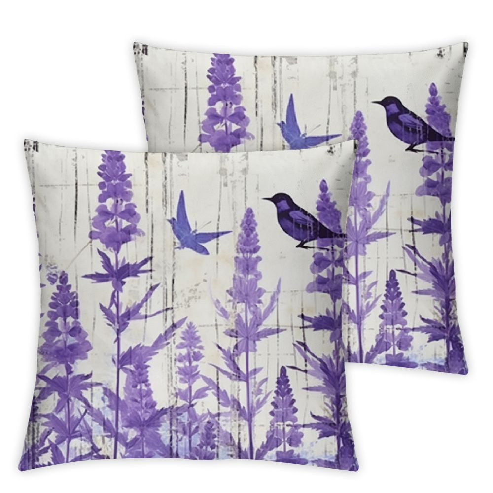 COMIO 2-Piece Short Plush Pillowcase Set (Universal 1) Purple Flower ...