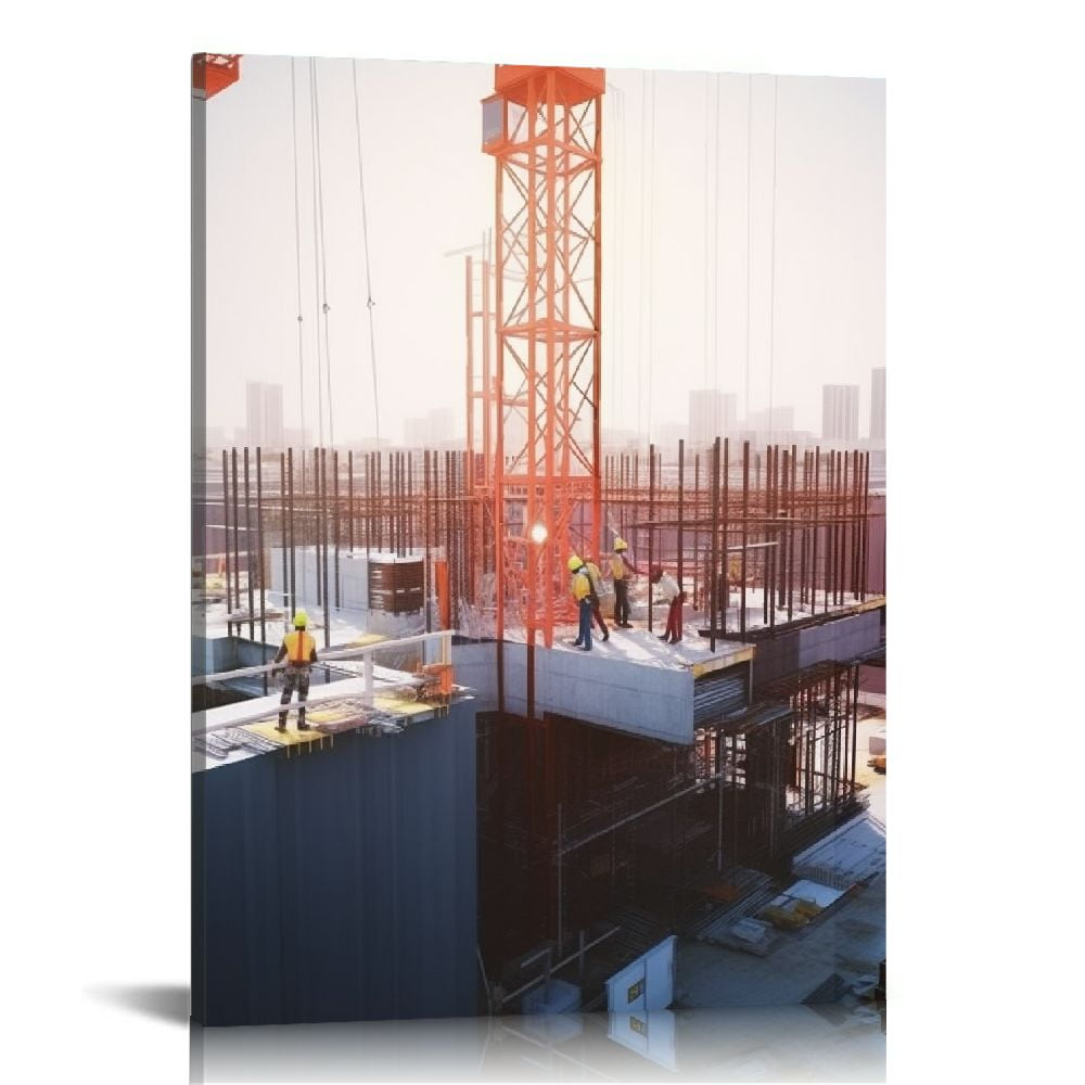 COMIO 3 Pieces Modern Outdoor Construction Paintings Wall Art Engineer ...