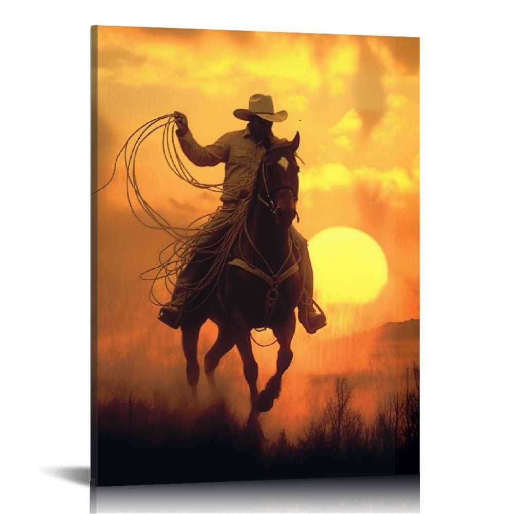 COMIO 3D Art Prints, Cowboys on Horseback, Wrangling Horses on Dusty ...