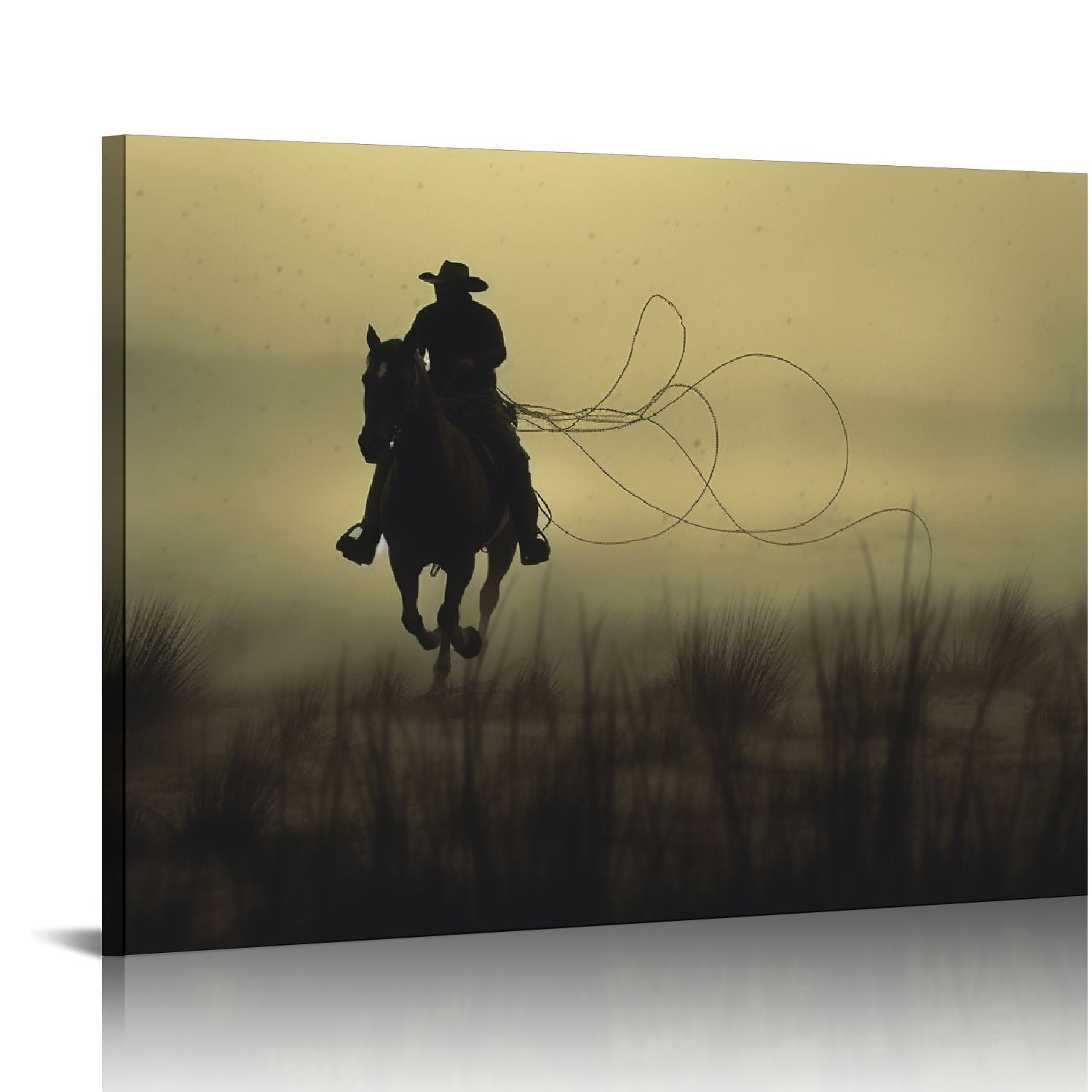 COMIO 3D Art Prints, Cowboys on Horseback, Wrangling Horses on Dusty ...