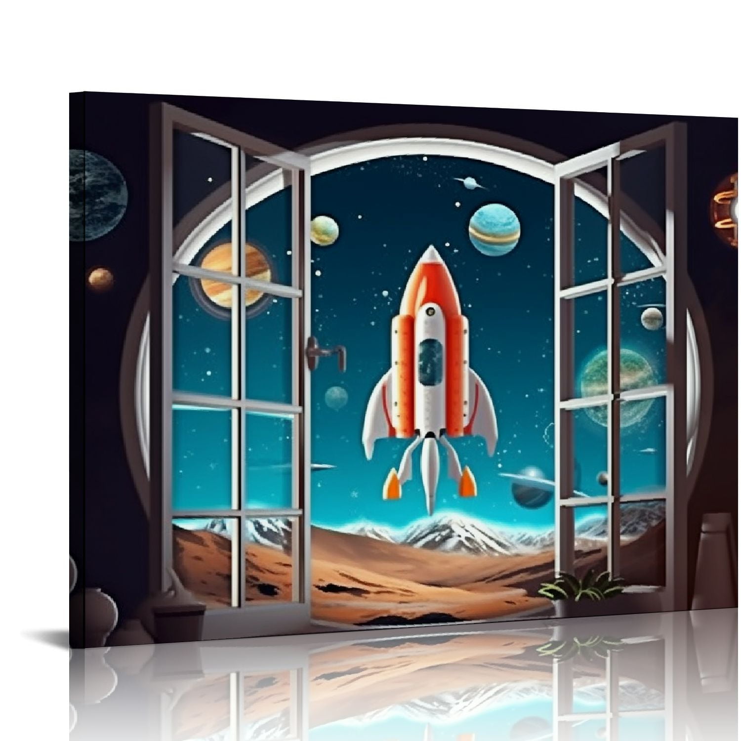 COMIO 3D Outer Space In Window View Wall Art, Boys Space Theme Posters ...
