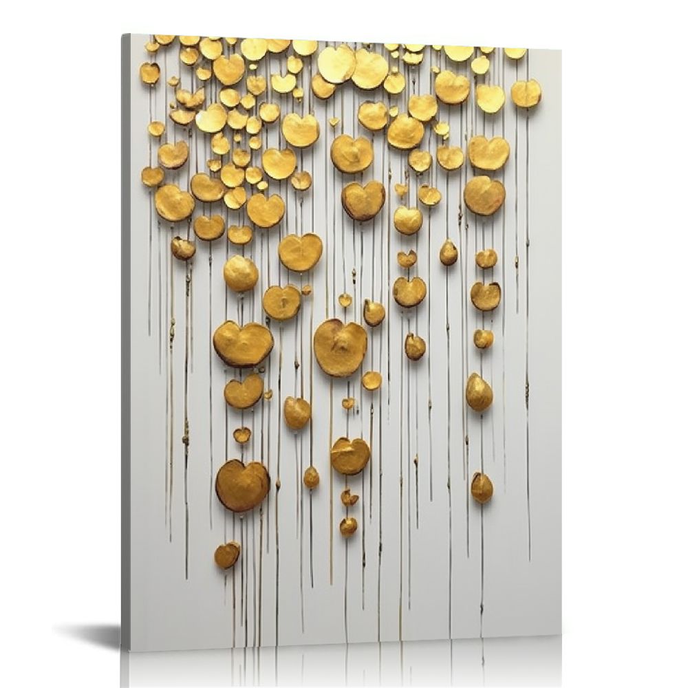 COMIO 3D vertical abstract canvas golden flower painting wall art, home ...