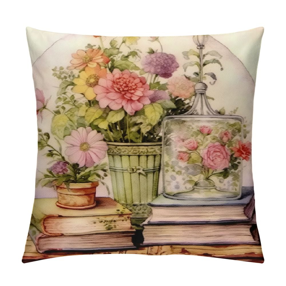 COMIO 4Pack Outdoor Spring Summer Floral Throw Pillow Cover European ...