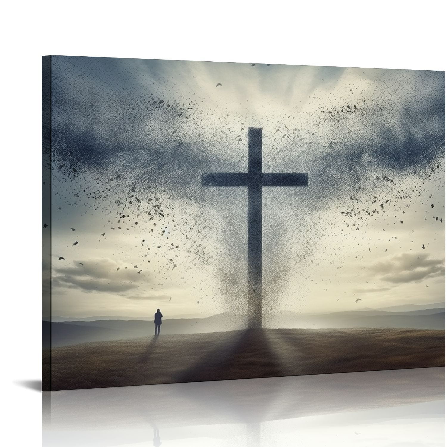 COMIO A Cross And Dove Wind Canvas Wall Art Religious Christian Faith ...