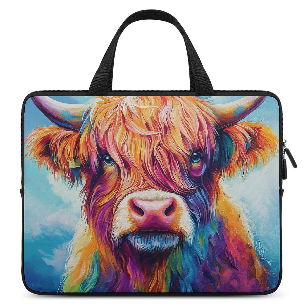 COMIO A Fluffy Highland Cow Laptop Bag Soft Carrying Travel Case Diving ...