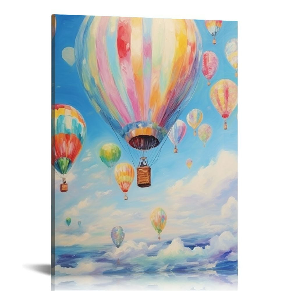 COMIO Abstract Canvas Painting Colorful Hot Air Balloon Art Poster And ...