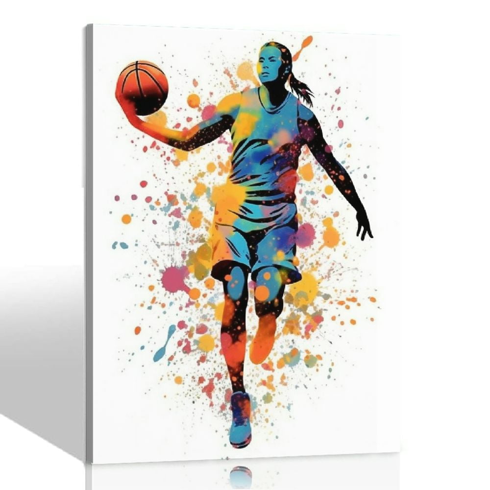 COMIO Abstract Canvas Wall Art For Living Room,Basketball Player Girl ...