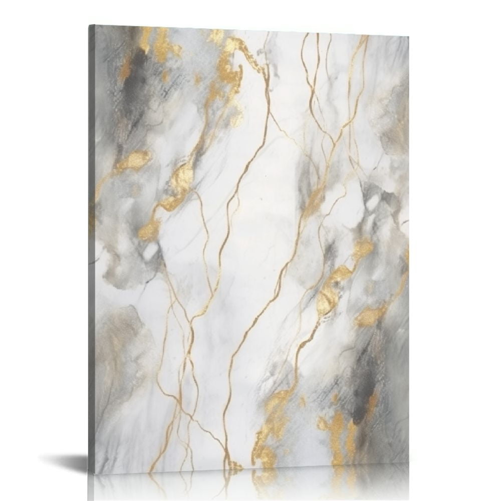 COMIO Abstract Canvas Wall Art, Grey Gold Marble Wall Art Paintings for ...