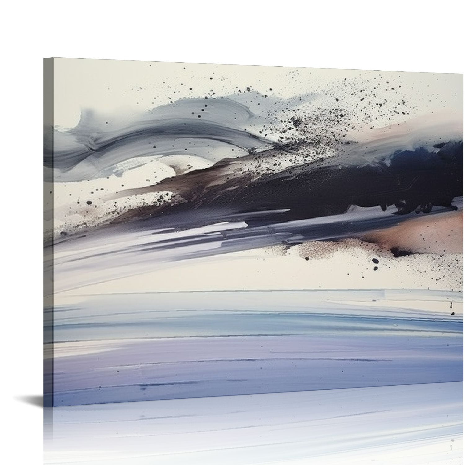 COMIO Abstract Canvas Wall Art Modern Zen Ink Art Paintings Dark Blue ...